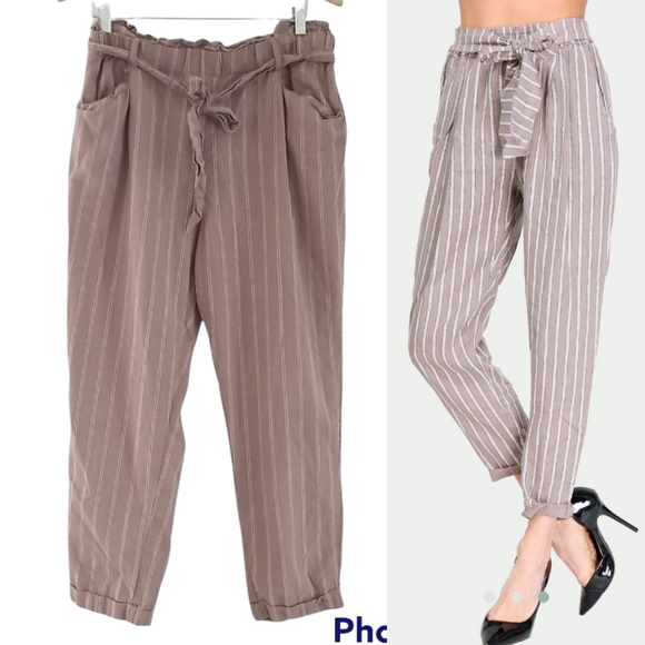 Thread & Supply | Pants & Jumpsuits | Thread Supply Cotton Highwaisted Caramel Stripe Pull Up ...